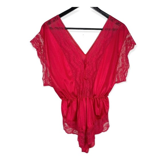 Vintage | Intimates & Sleepwear | Vintage 7s Texsheen Lipstick Red Lace ...